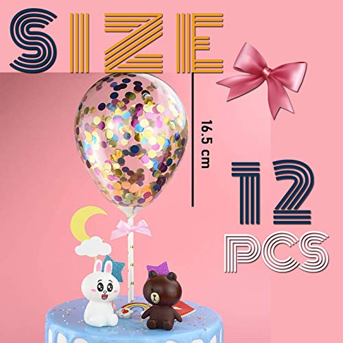 Cake Topper Globos, 12 Piezas Confeti Globos de Tartas Topper de Pastel ...